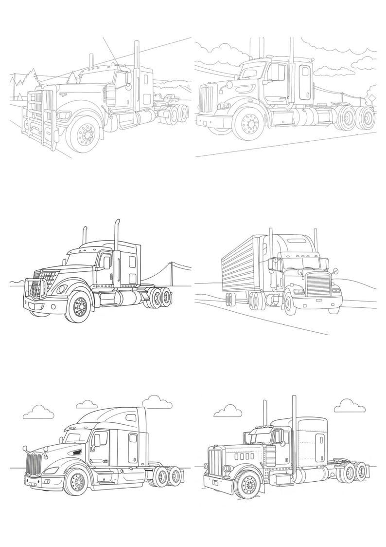Semi Truck Coloring Pages: 52 Classic & Modern Big Rig Illustrations ...