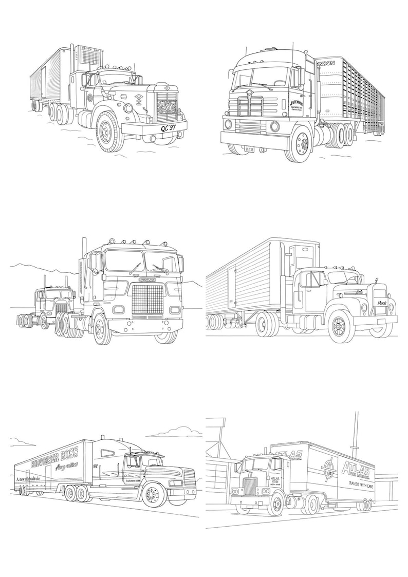 Semi Truck Coloring Pages: 52 Classic & Modern Big Rig Illustrations ...
