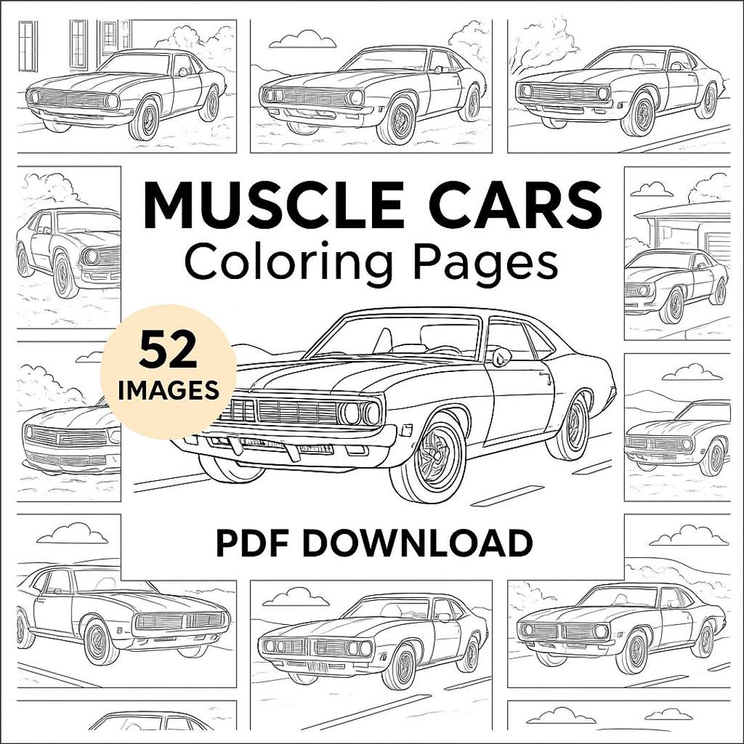 52 American Muscle Car Coloring Pages – Classic Car Enthusiast Gift ...