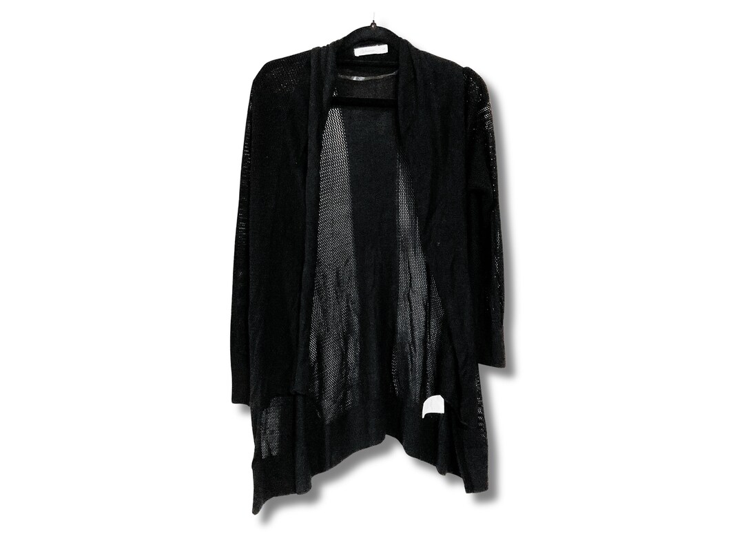 Vintage Black Thin Knit Mesh Handkerchief Hem Cardigan ~ C. 1990s 2000s ...