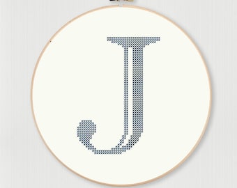Cross Stitch Letter W Pattern, Castellar Font, Instant Digital Download ...