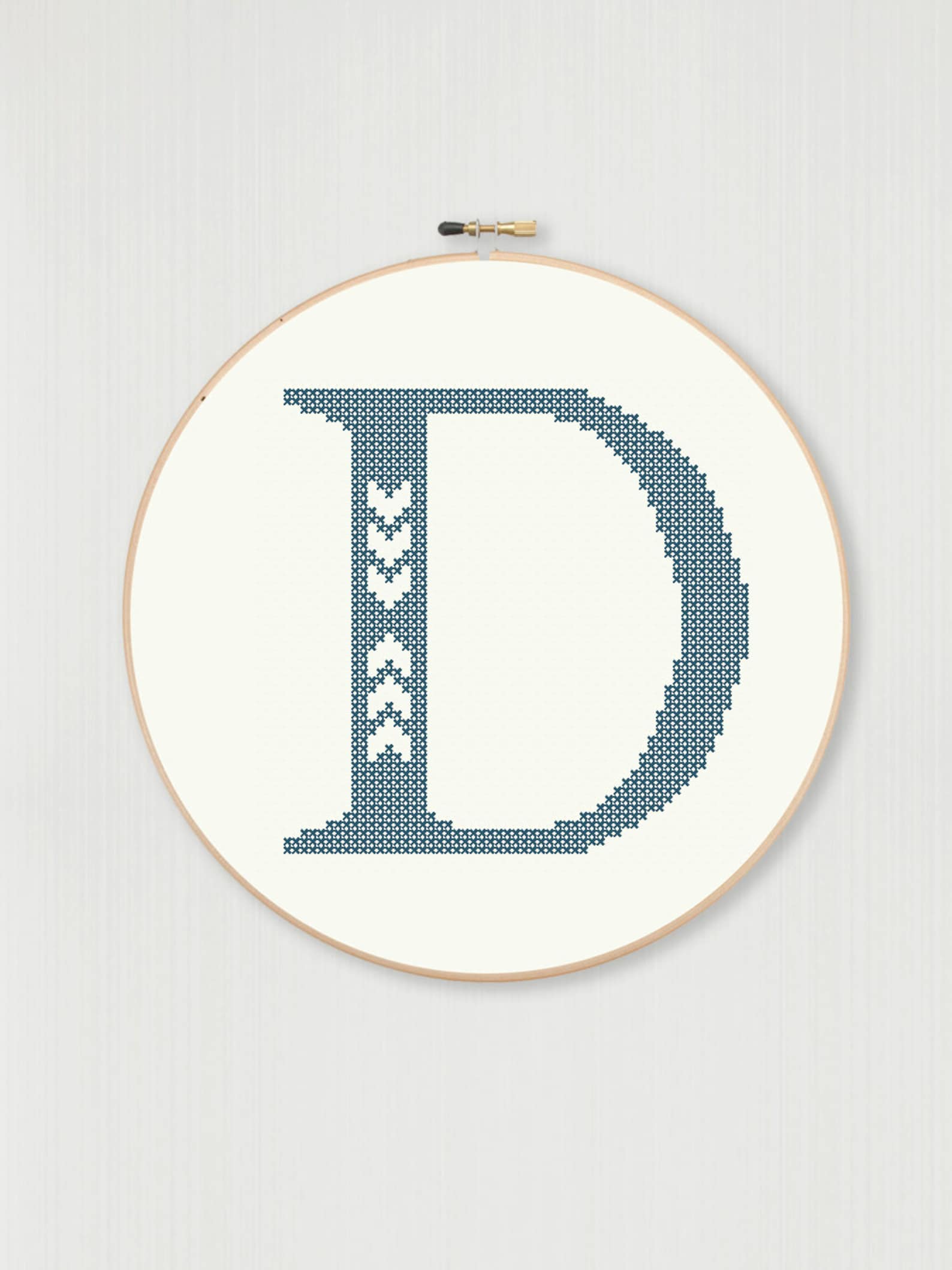 Cross Stitch Letter D Pattern With Chevron Accent, Instant Digital ...