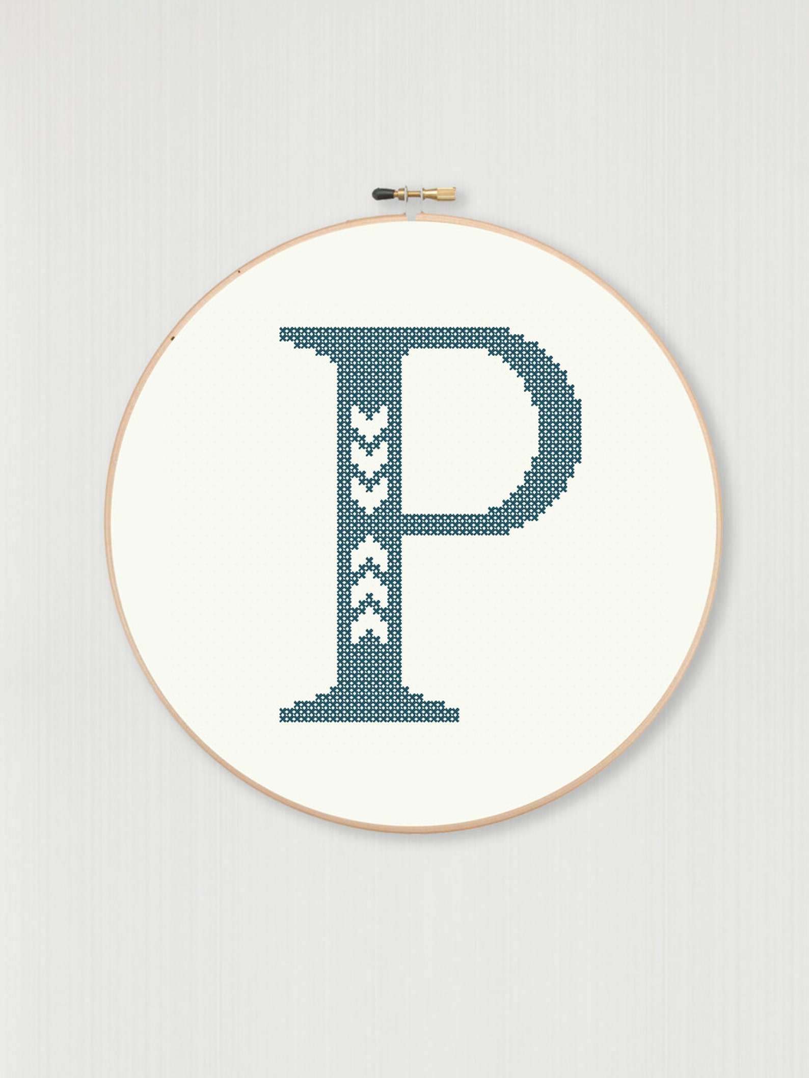 Cross Stitch Letter P Pattern With Chevron Detail, Instant Digital ...