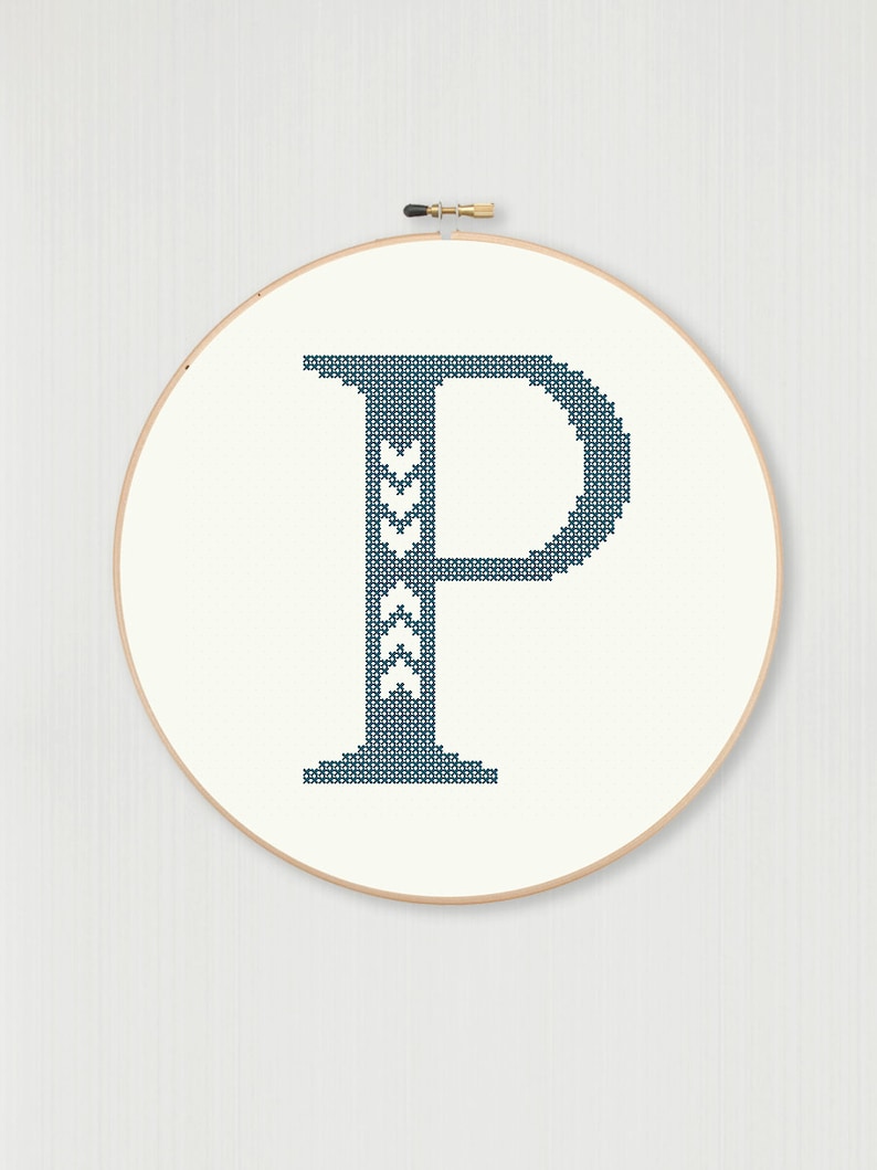 Cross Stitch Letter P Pattern With Chevron Detail Instant - Etsy