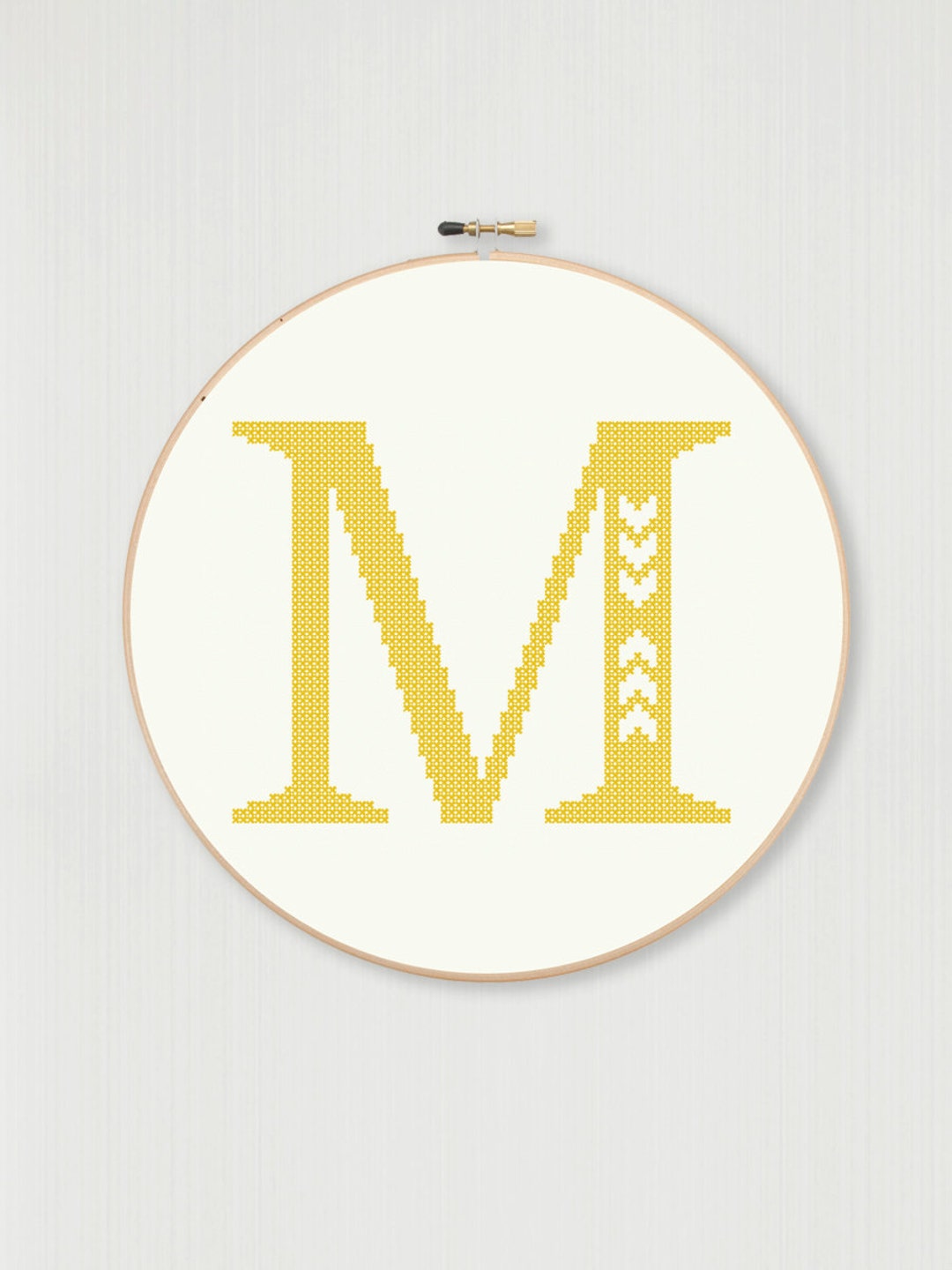 Cross Stitch Letter M Pattern With Chevron Detail, Instant Digital ...