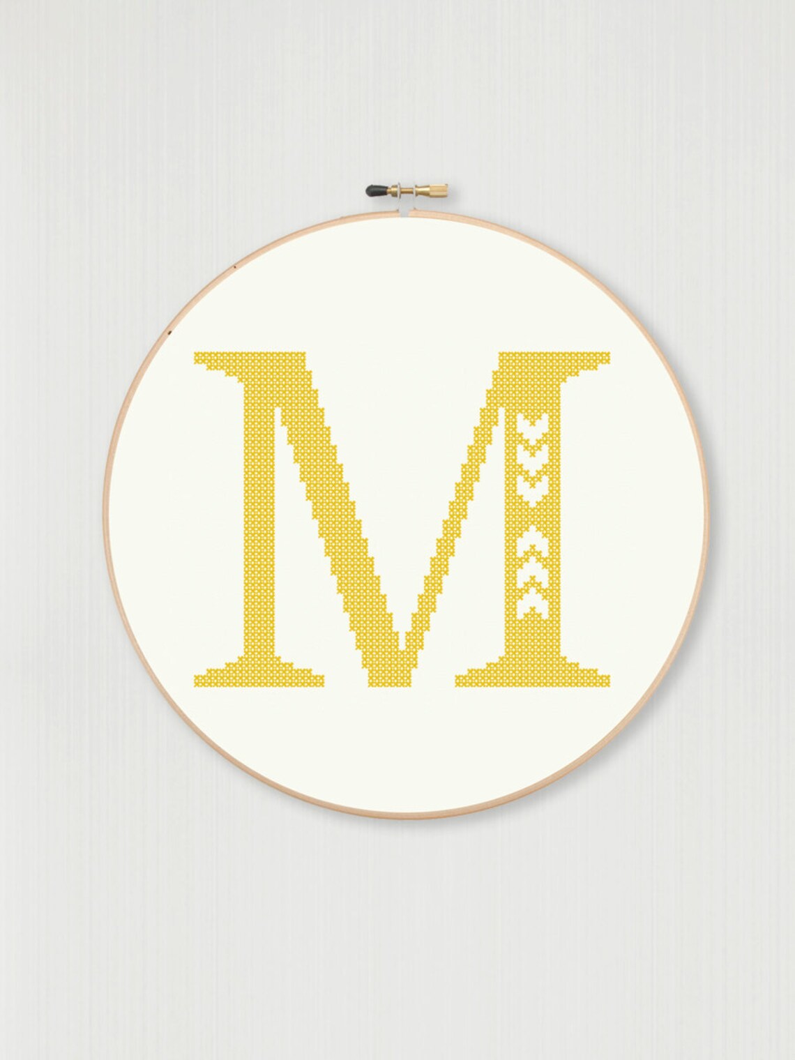 Cross Stitch Letter M Pattern With Chevron Detail, Instant Digital ...