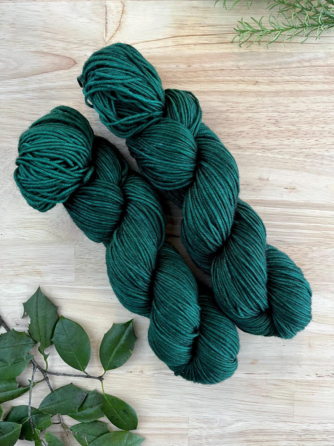Black Pine - Hand Dyed Dark Green Wool Yarn - DK, Worsted, Bulky Merino ...