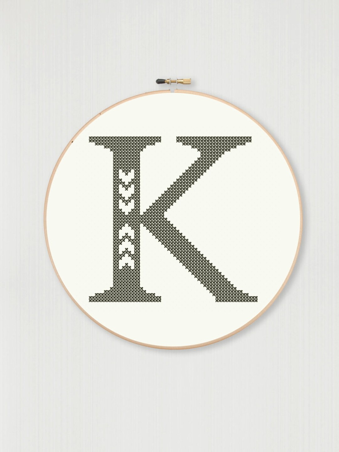 Cross Stitch Letter K Pattern With Chevron Detail, Instant Digital ...