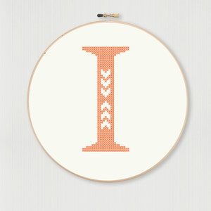Cross Stitch Letter I Pattern With Chevron Detail, Digital Download - Etsy