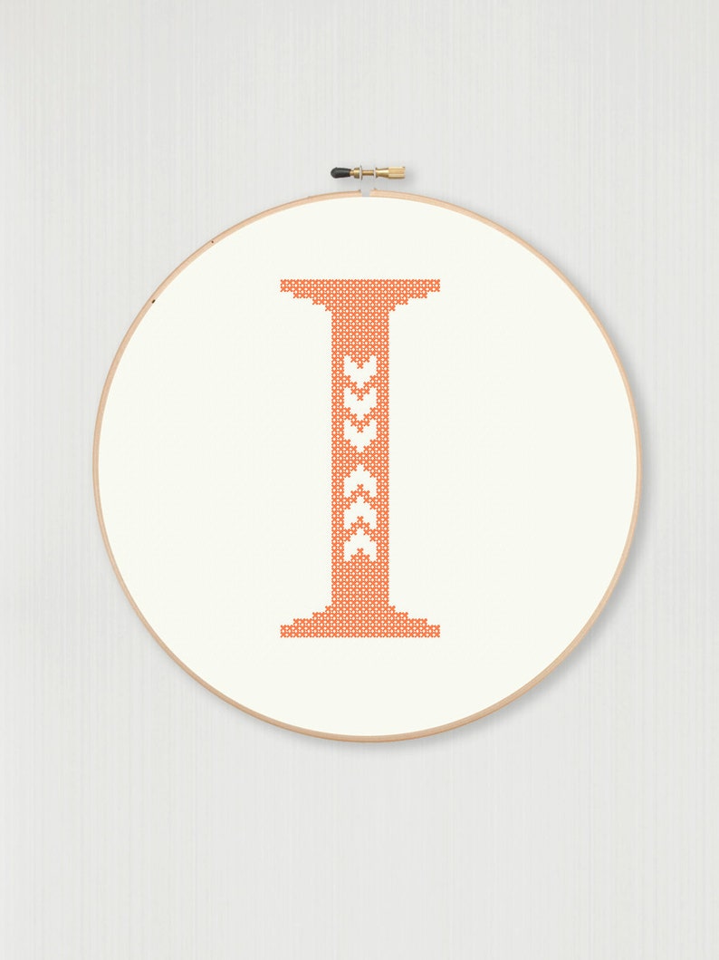 Cross Stitch Letter I Pattern With Chevron Detail Digital - Etsy