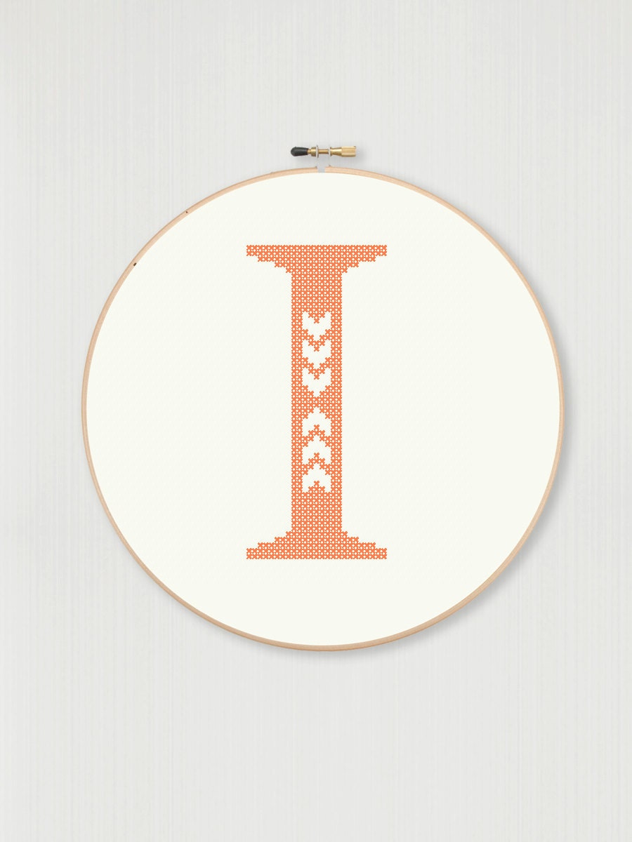 Cross Stitch Letter I Pattern With Chevron Detail, Digital Download - Etsy