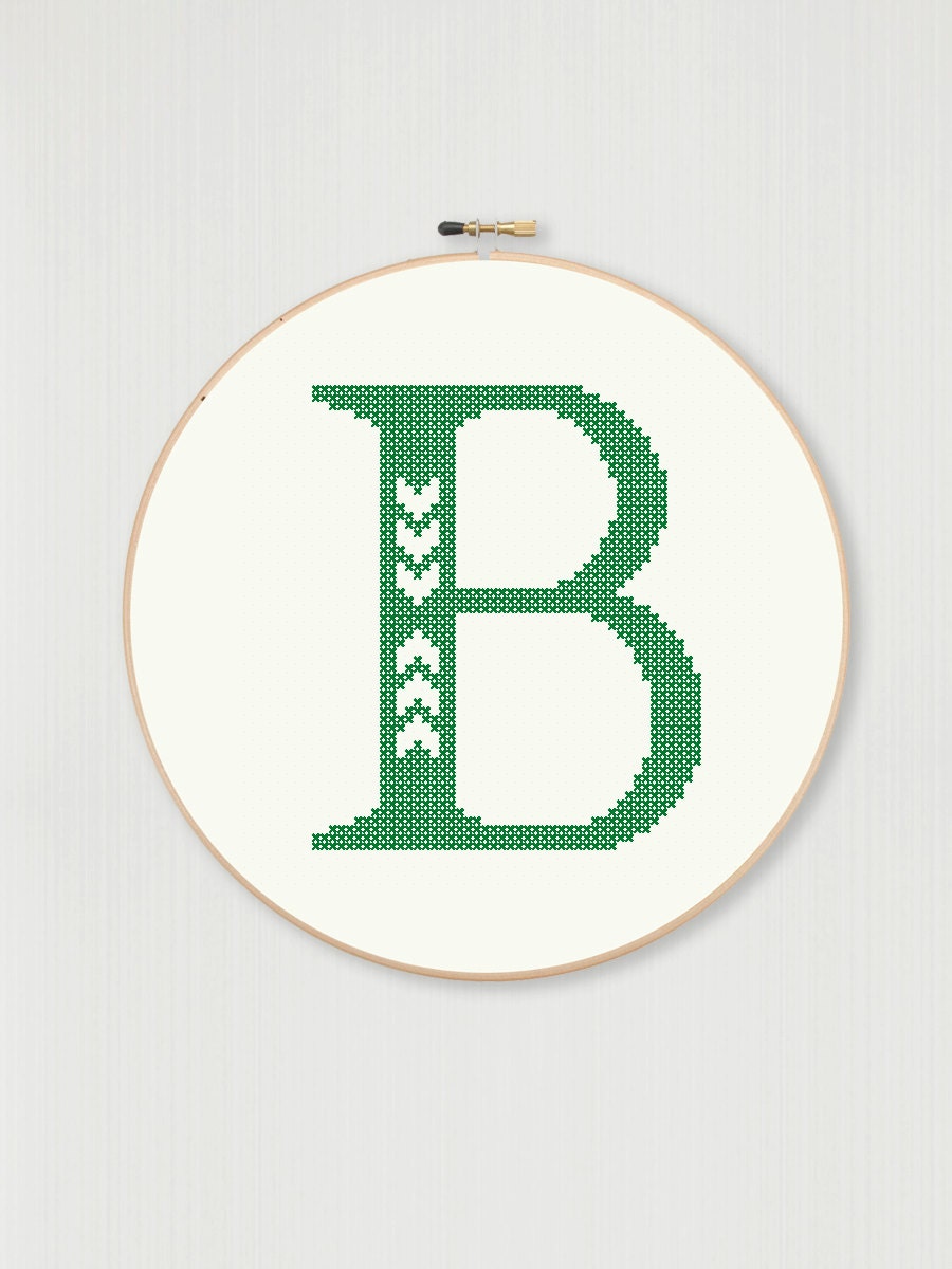 Cross Stitch Letter B Pattern With Chevron Detail, Instant Digital ...
