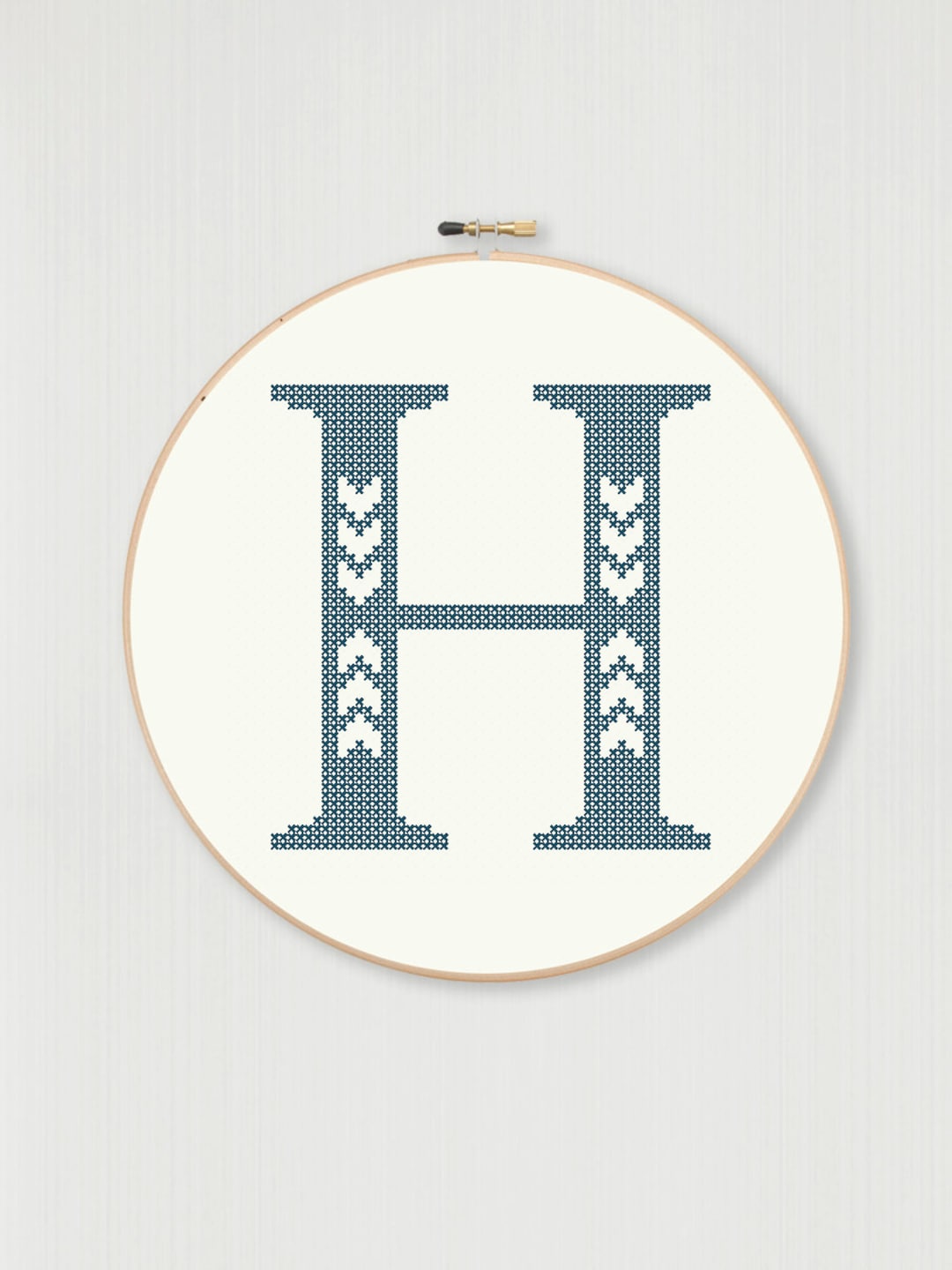 Cross Stitch Letter H Pattern With Chevron Detail, Instant Digital ...