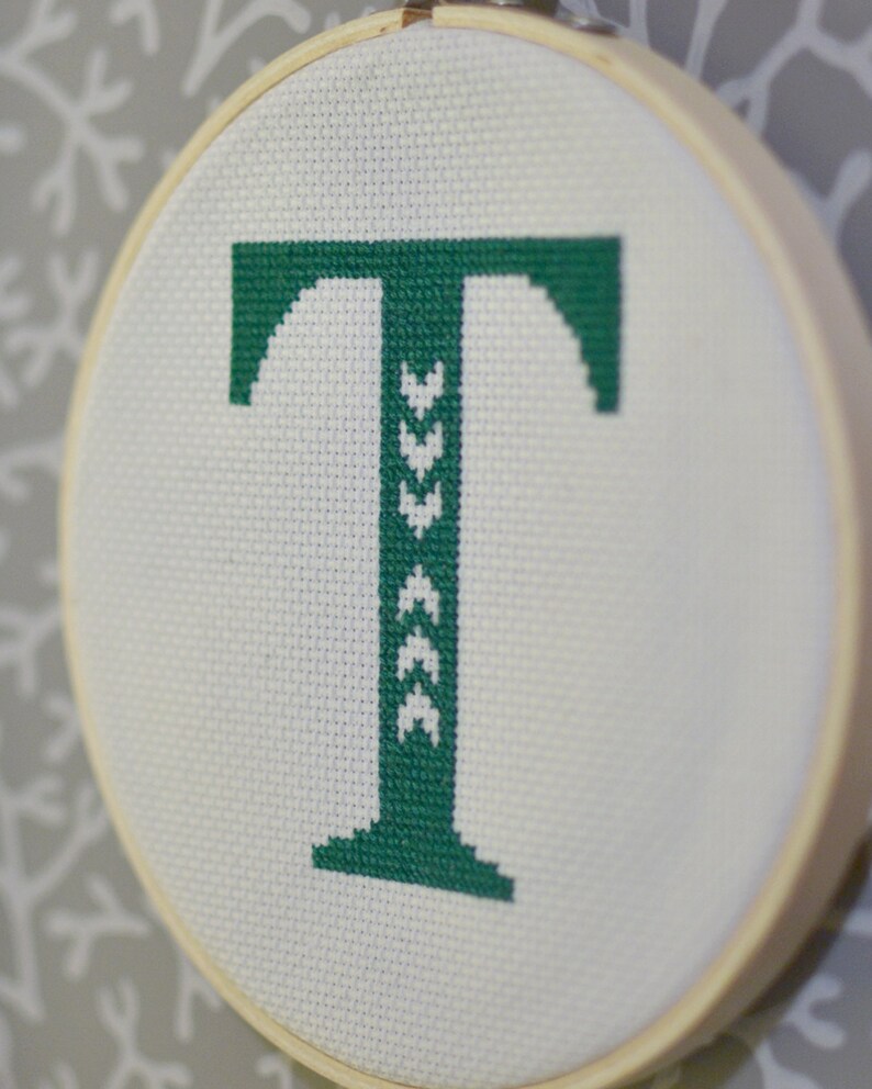 Cross Stitch Letter T Pattern With Chevron Accent Digital - Etsy