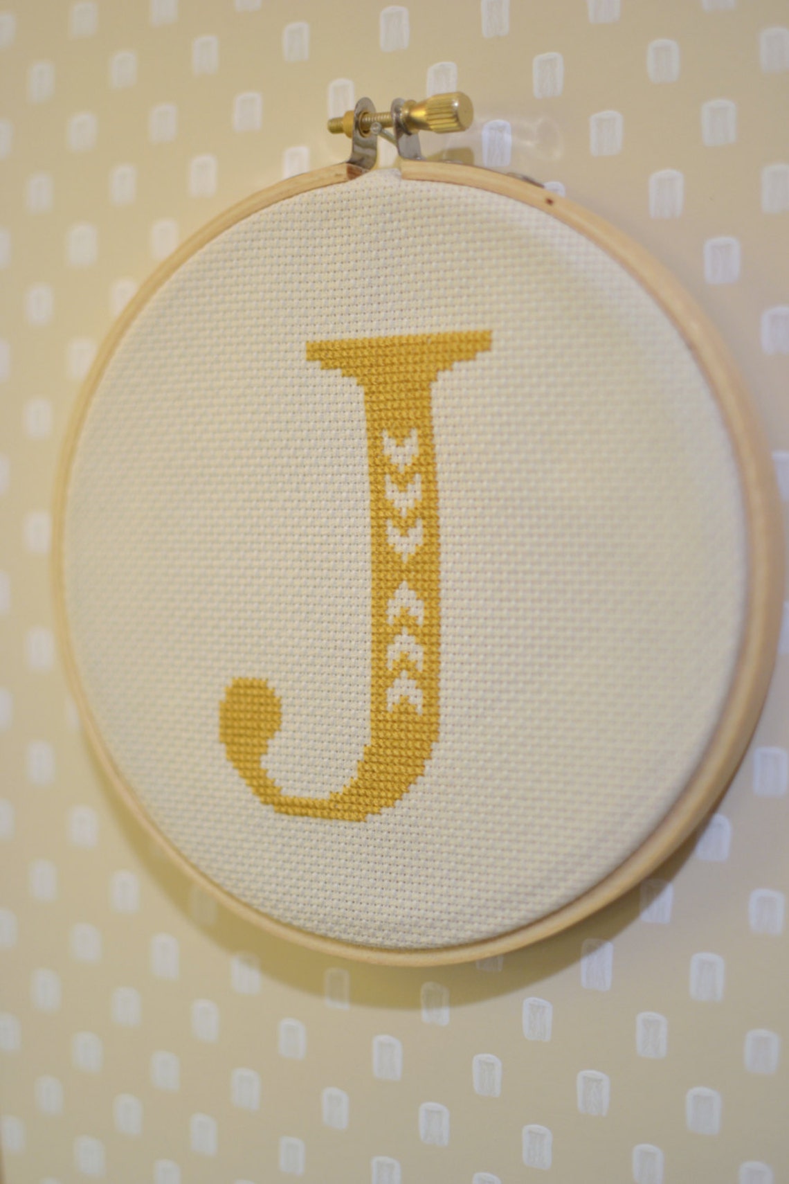 Cross Stitch Letter J Pattern With Chevron Detail, Instant Digital ...