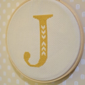 Cross Stitch Letter J Pattern With Chevron Detail, Instant Digital ...