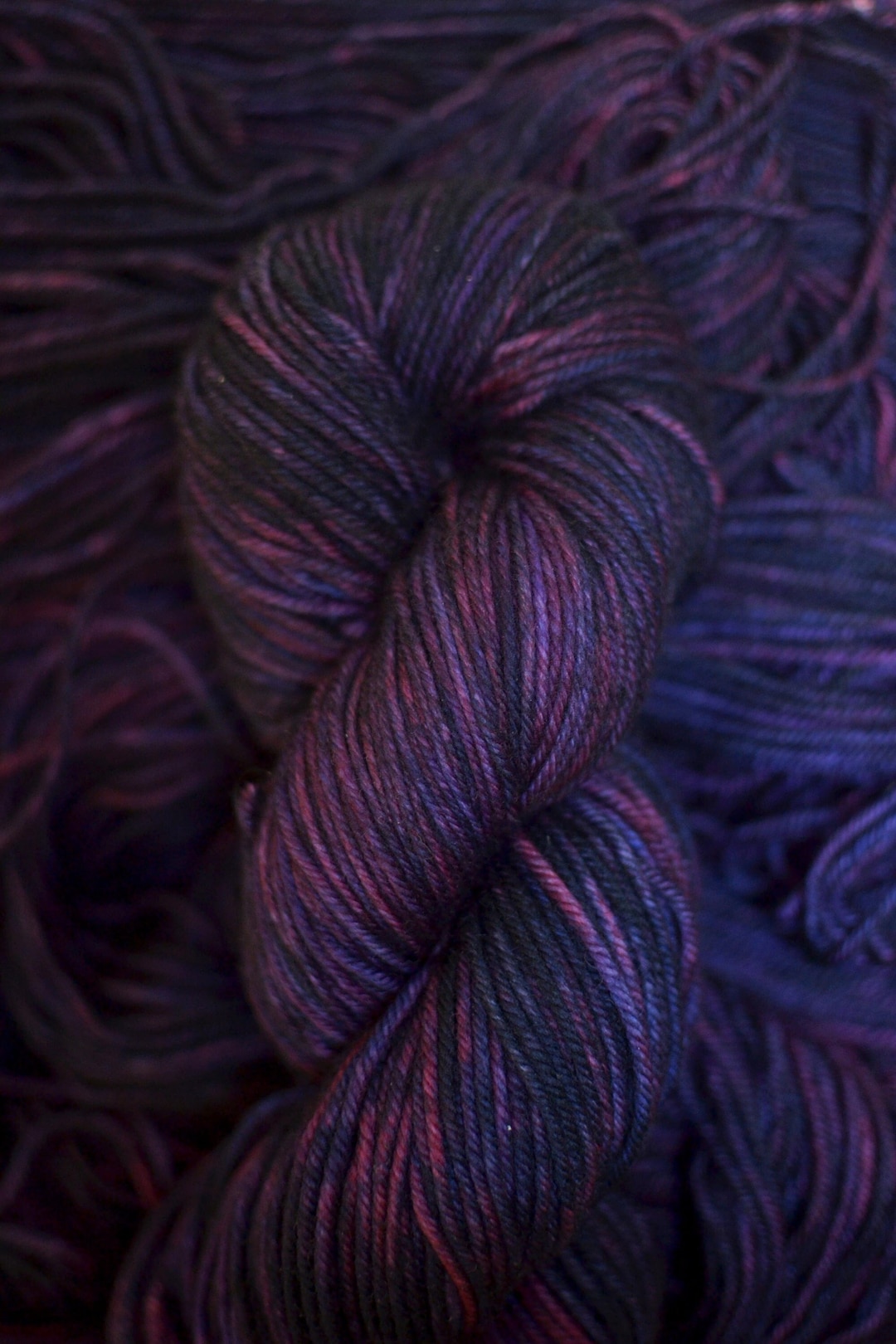 Blackberry - Hand Dyed Variegated Purple Wool Yarn - DK, Worsted, Bulky ...