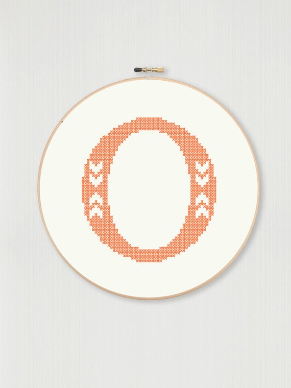 Cross Stitch Letter O Pattern With Chevron Accent Instant | Etsy
