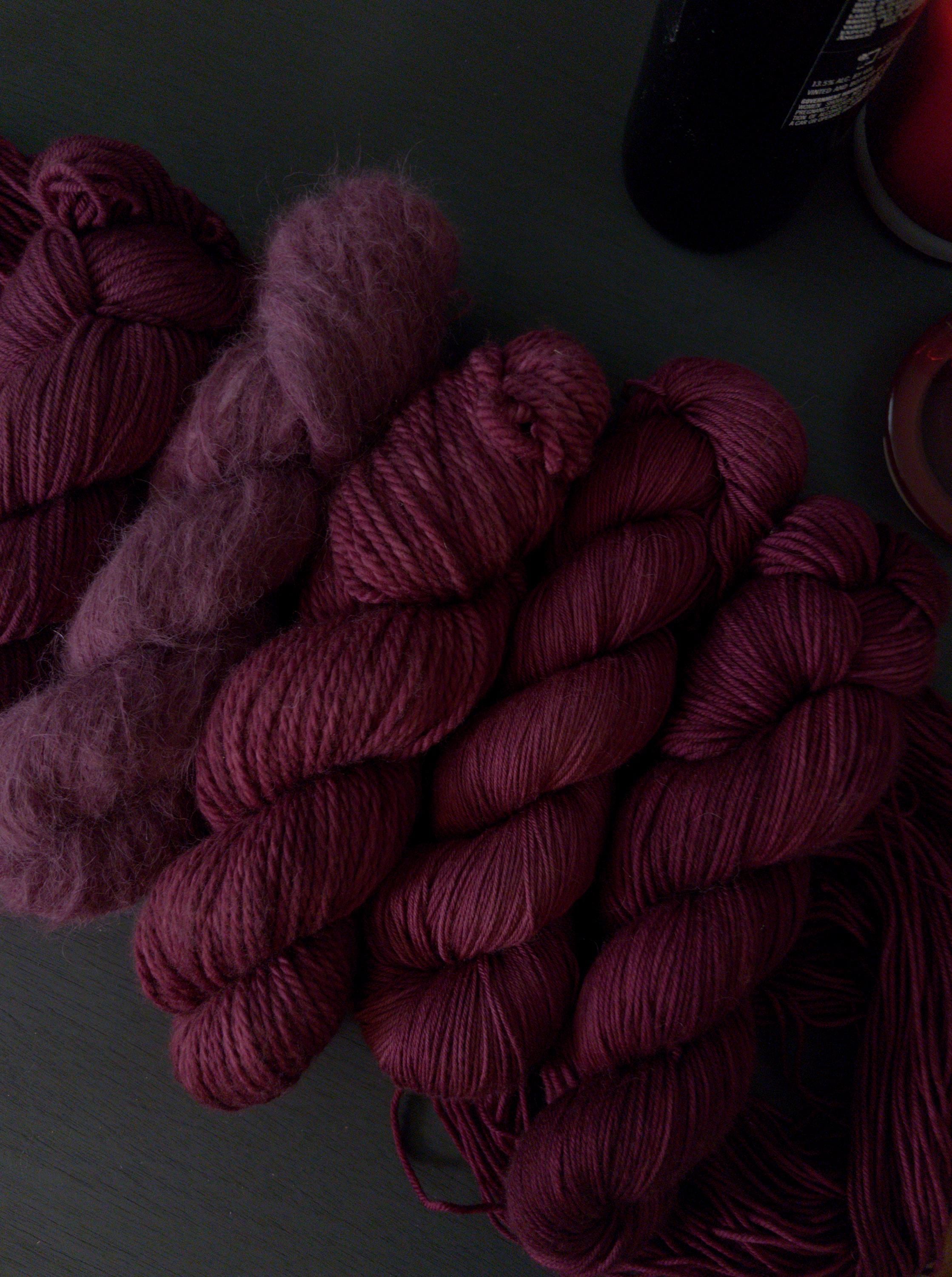 Cabernet - Hand Dyed Burgundy Yarn - DK, Worsted, Bulky Merino ...
