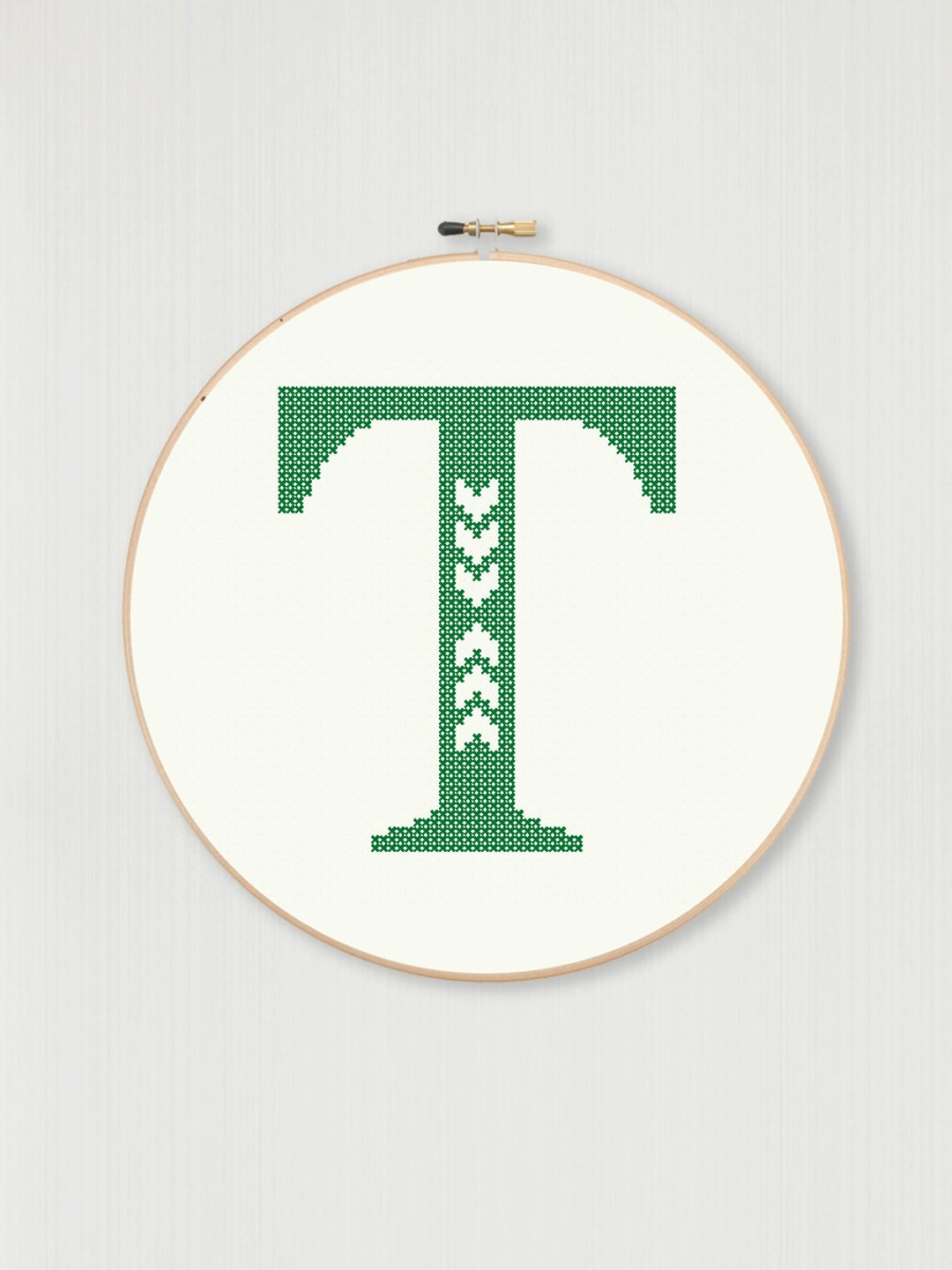 Cross Stitch Letter T Pattern With Chevron Accent, Digital Download - Etsy