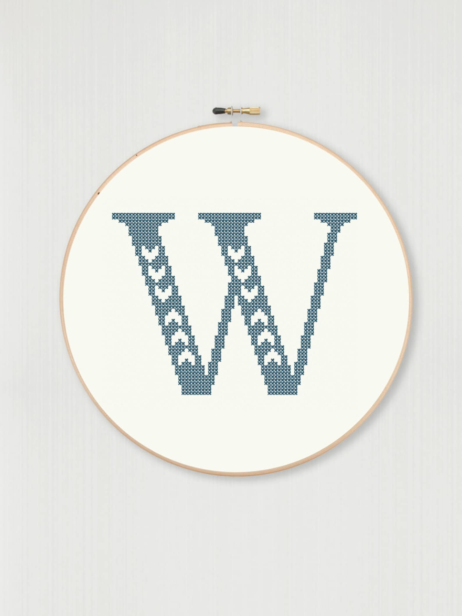 Cross Stitch Letter W Pattern With Chevron Detail, Instant Digital ...