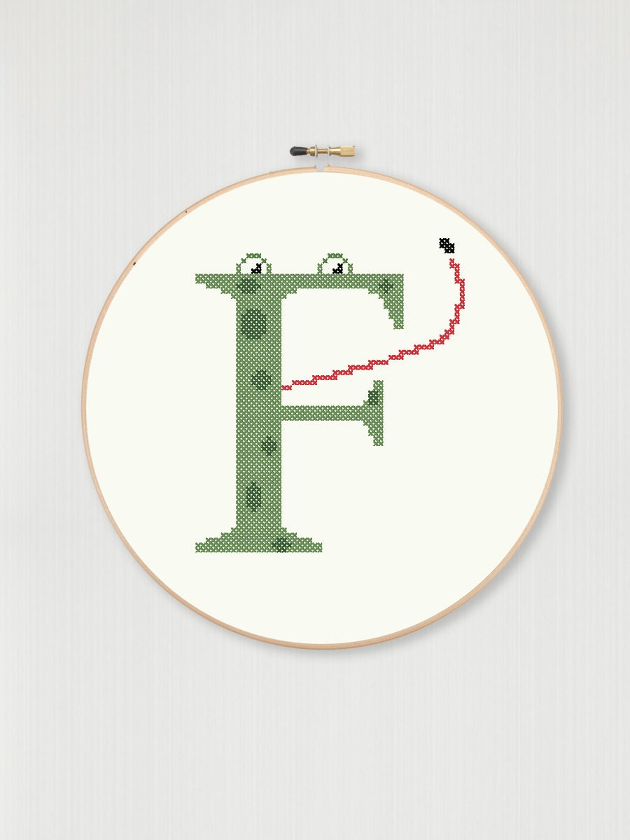 Cross Stitch Letter F Frog Pattern, Instant Digital Download - Etsy
