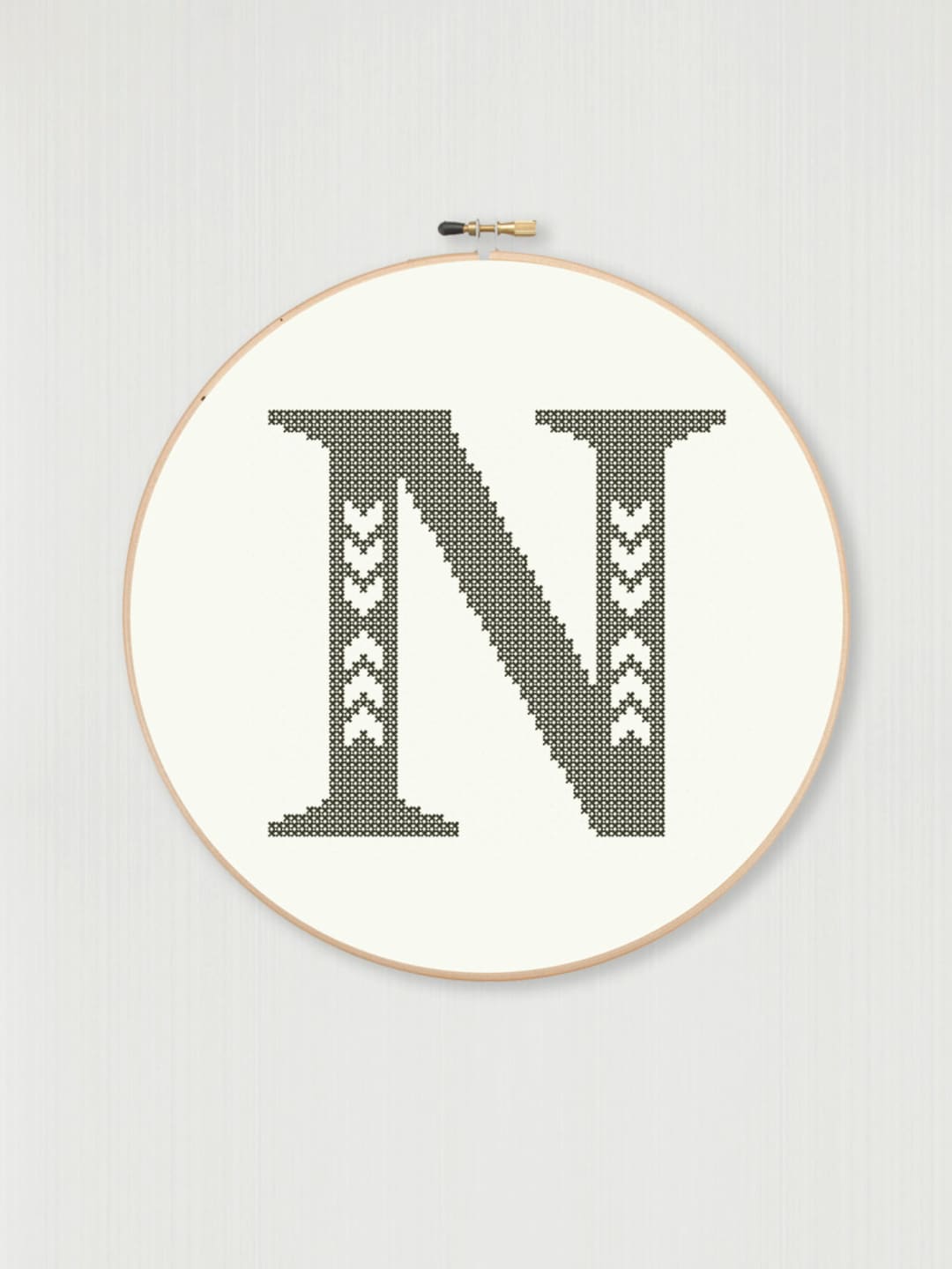 Cross Stitch Letter N Pattern With Chevron Detail, Instant Digital ...