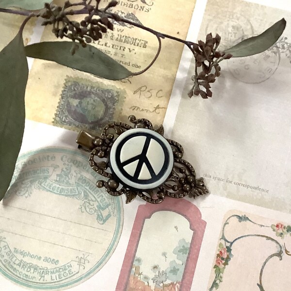 Peace Sign Hair Clip - Etsy
