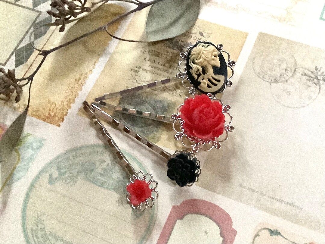 Hair Clips-skulls-silver-she Skull Clips-hair Accessories-halloween - Etsy