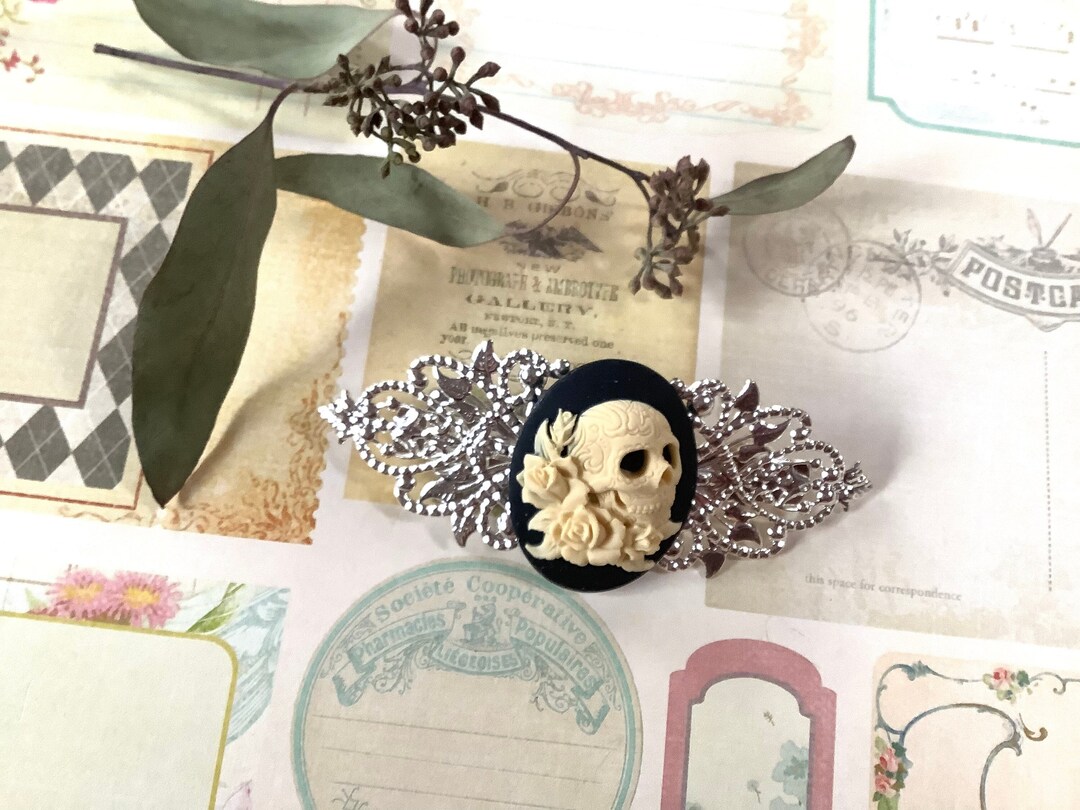 Barrette-skull-silver Tone-hair Accessories-steampunk - Etsy