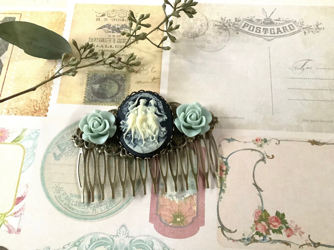 Wedding Comb-dancing Fairies-brass Comb-sage Green-hair Accessory - Etsy