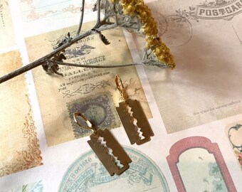 Large Heart Razor Blade Earrings Hook Stud or Clip On - Etsy