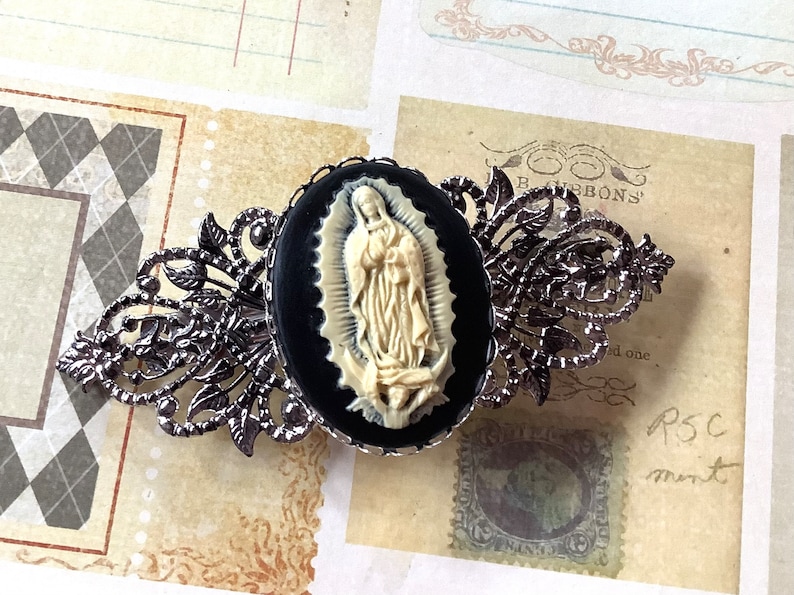 Barrette-silver Tone-mother Mary-religious-hair Clip - Etsy