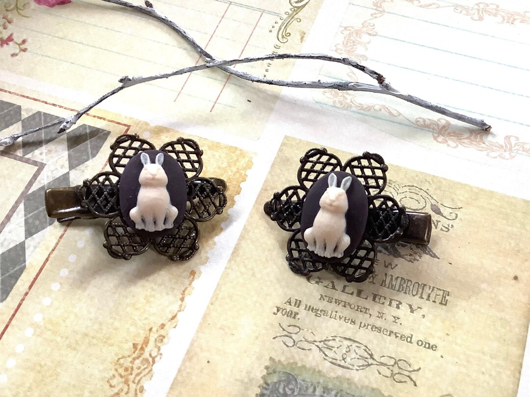Hair Clips-petite Rabbit Clips-brass-easter-bunny Clips-gift - Etsy