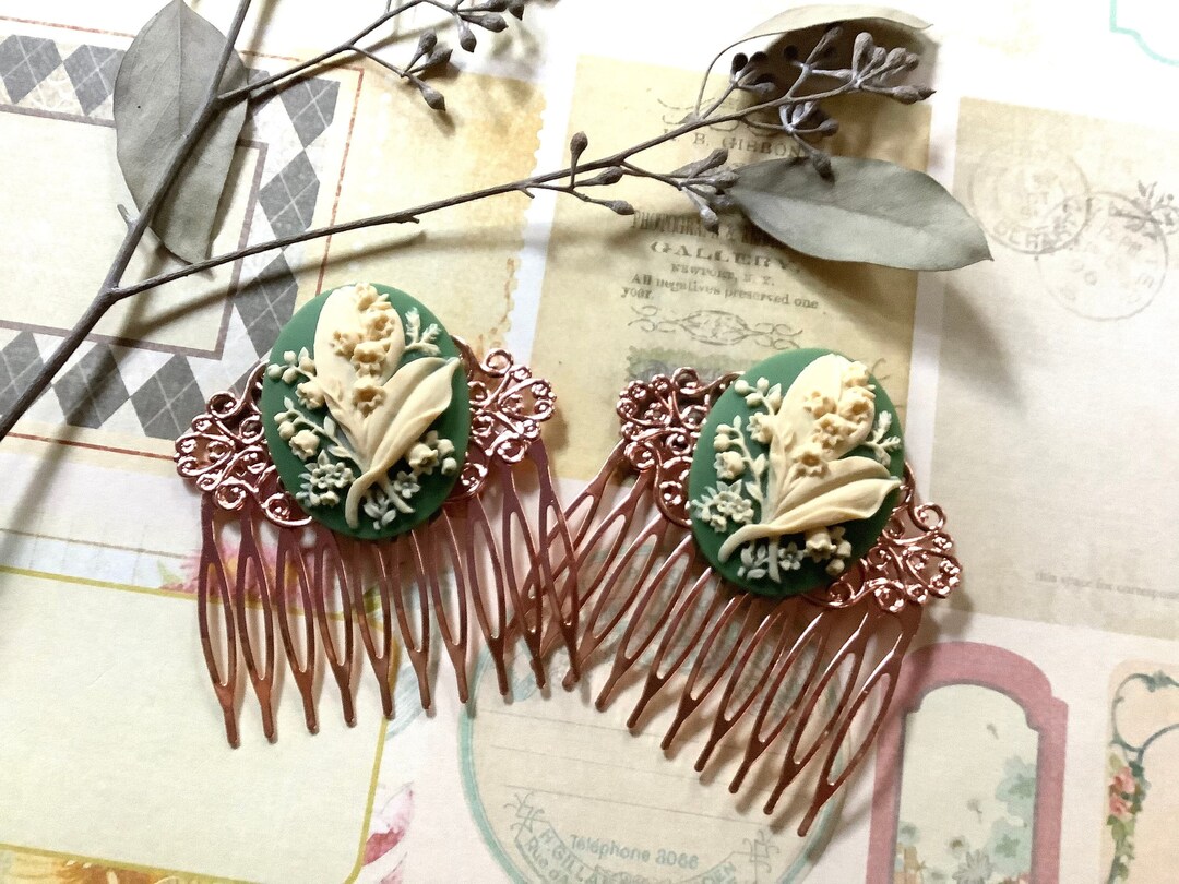 Hair Combs-lily of the Valley-rose Gold Hair Combs-wedding-fancy Combs ...