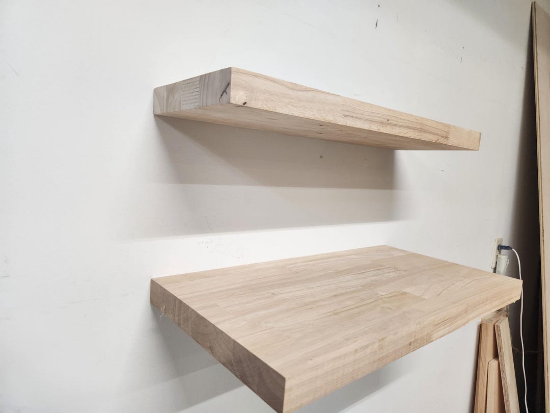 White Oak Floating Shelf: Butcher Block Shelves, Handmade Custom Size ...