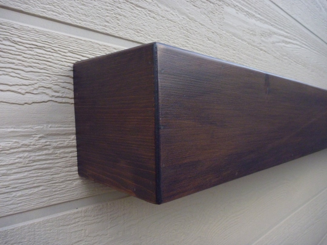 Dark Walnut Fireplace Mantel: 60" Rustic Floating Wood Ledge - Etsy