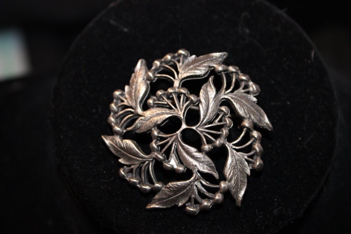 Lovely Floral Pewter Colored Brooch Unsigned - Etsy India