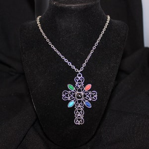 AVON ROMANESQUE Filigree Cabochon Cross Pendant - Etsy