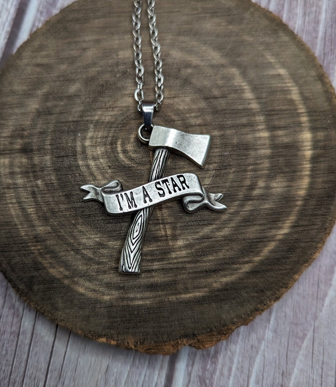 Pearl Inspired Axe " I'm a Star " Silver Plated Necklace - Etsy