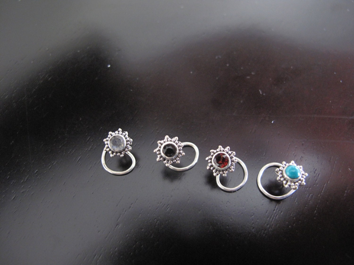 Moon Stone Nose Pin Silver Nose Studindian Nose Ring Nose | Etsy