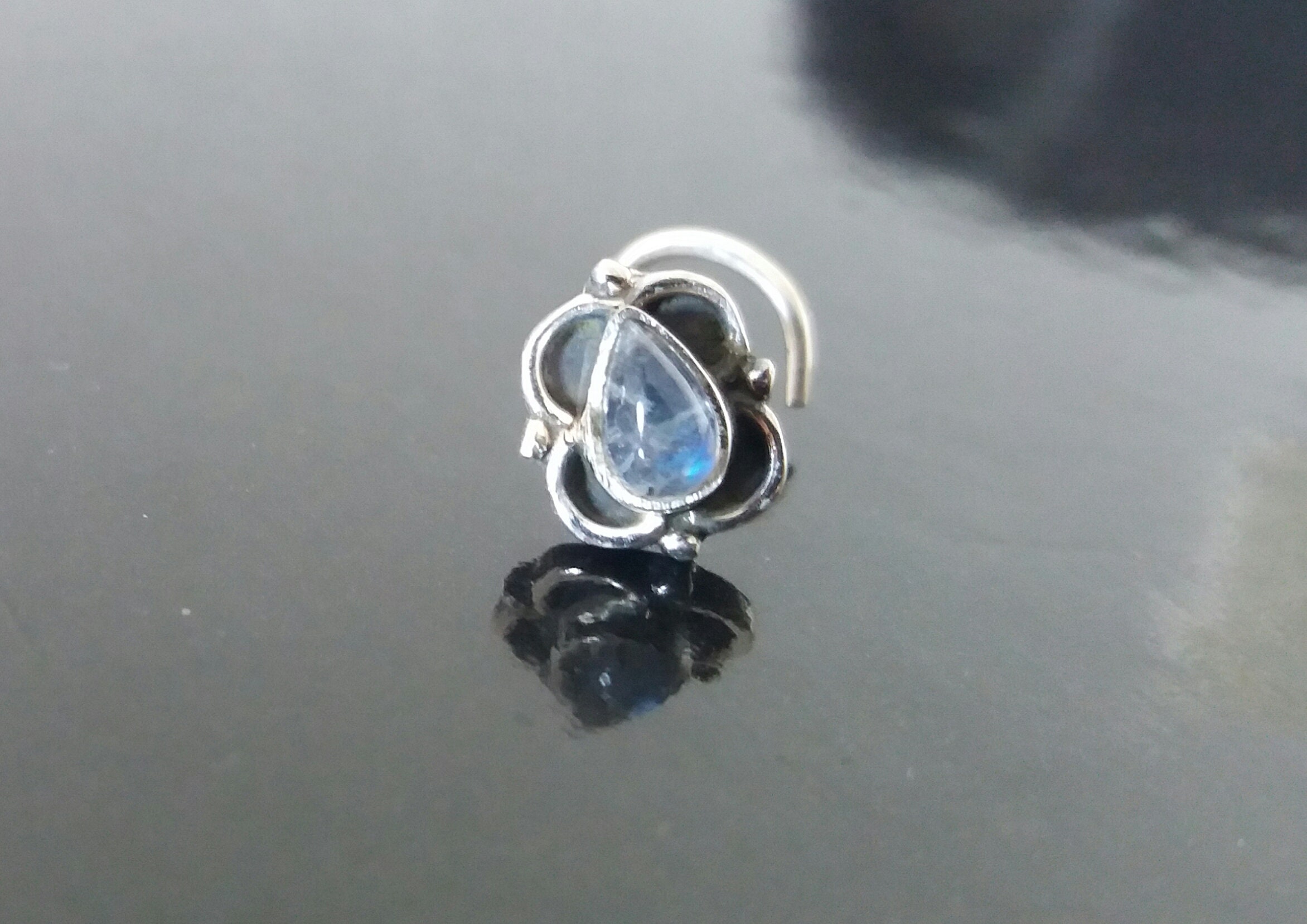 Moon Stone or Ruby Nose Ringnose Ringsilver Nose Ringindian | Etsy