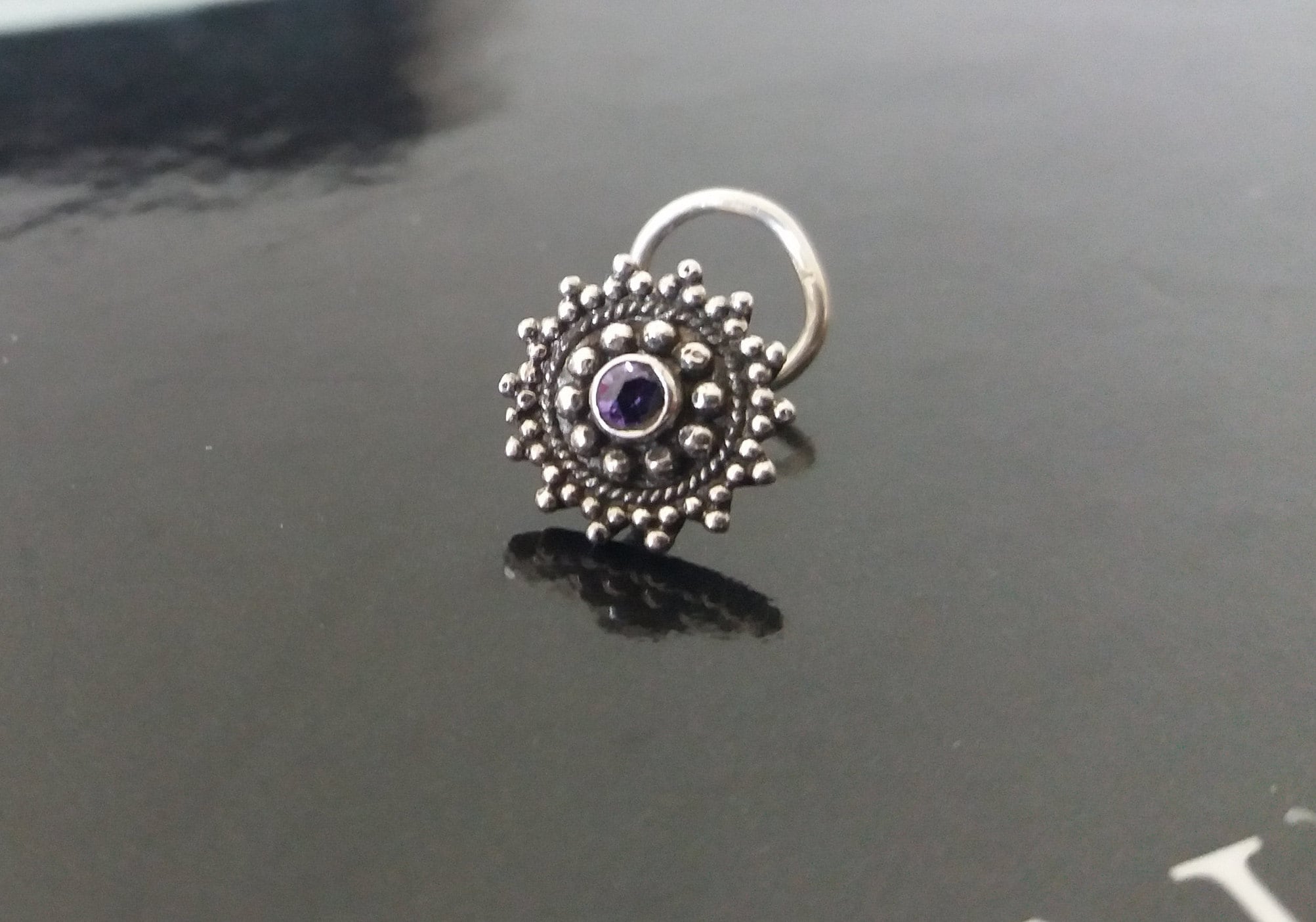 Purple Zircon Nose Stud silver Nose Ringindian Nose - Etsy