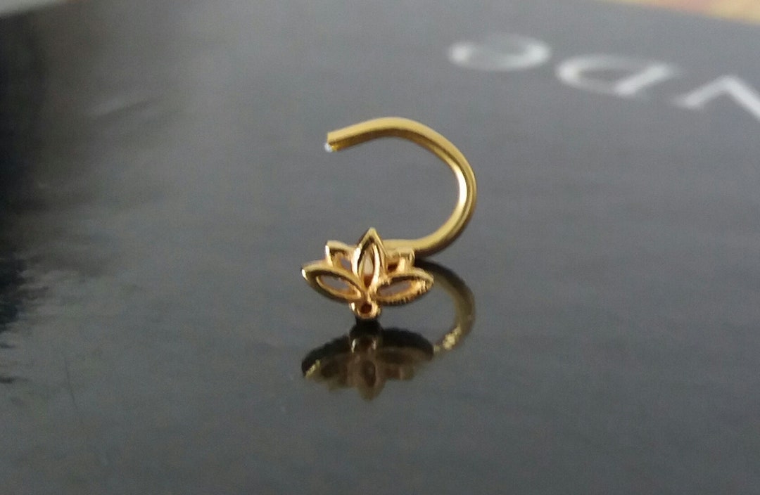 Gold Plated Lotus Flower Nose Stud,flower Gold Plated Nose Stud, Gold ...