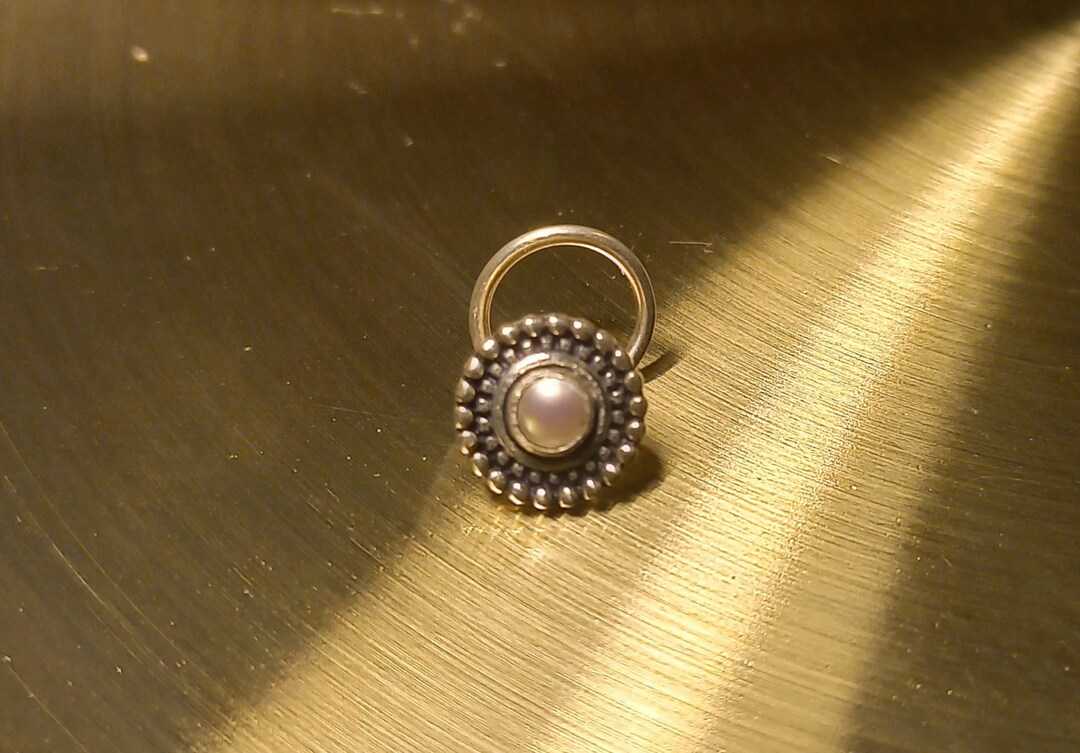 Pear Nose Pin, Ruby Nose Ring, Flower Silver Nose Ring,indian Nose Ring ...
