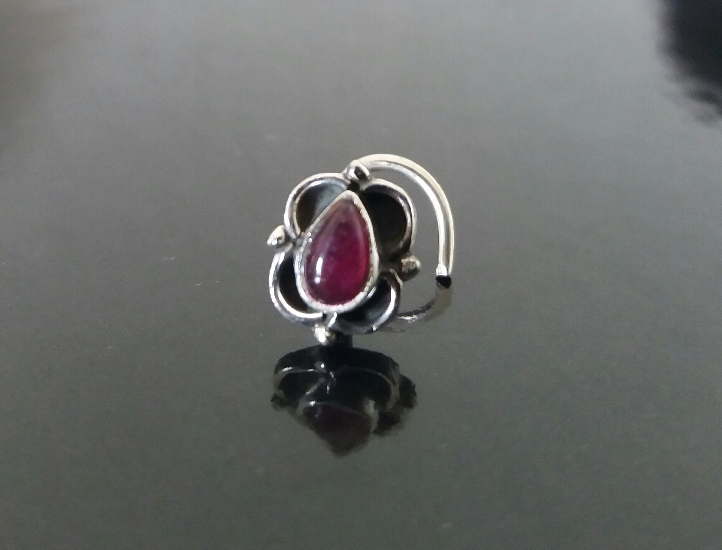 Moon Stone or Ruby Nose Ringnose Ringsilver Nose Ringindian | Etsy