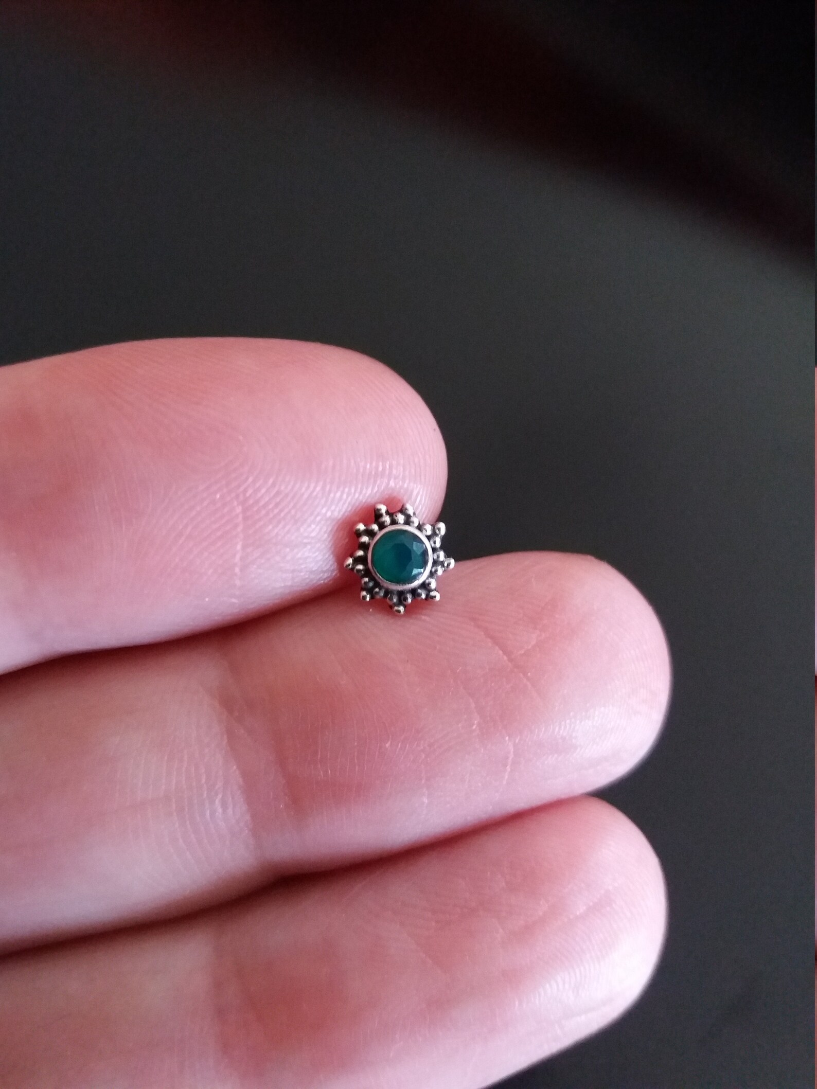 Moon Stone Nose Pin Silver Nose Studindian Nose Ring Nose | Etsy