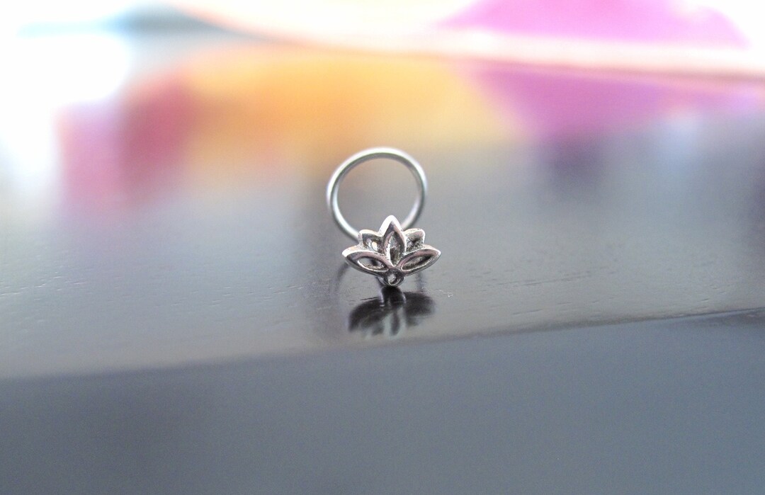 Lotus Flower Nose Ring,flower Silver Nose Ring, Nose Ring, Indian Nose ...