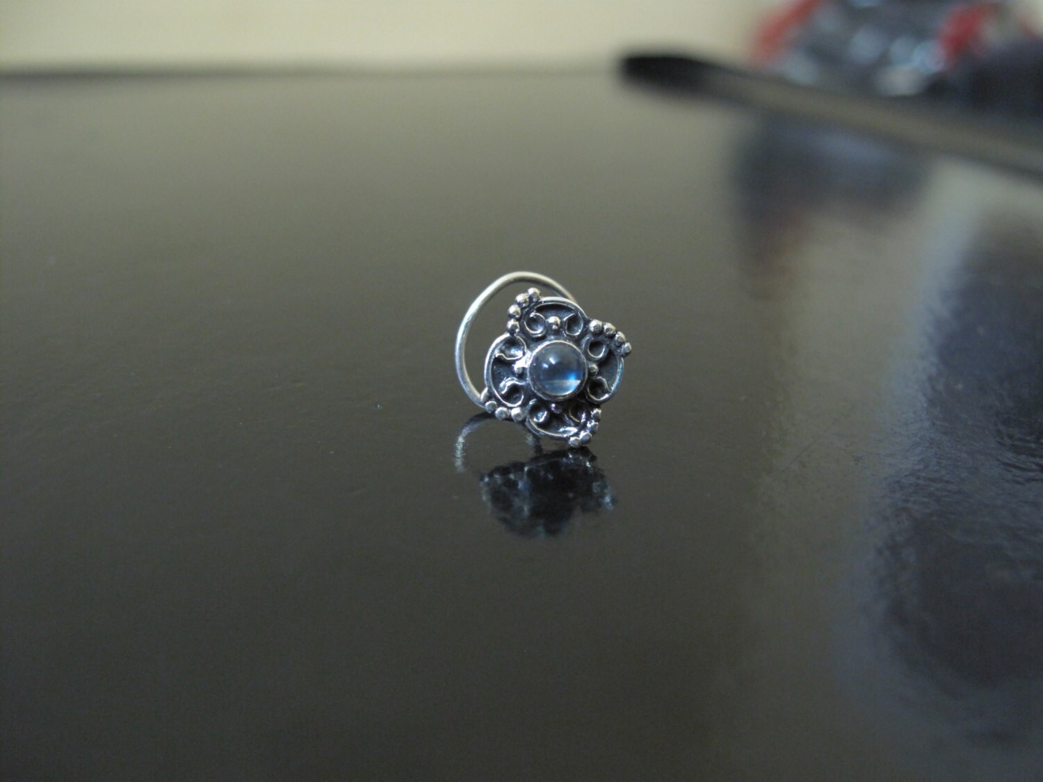 Moon Stone Nose RingNose Ring Flower Silver Nose RingIndian | Etsy