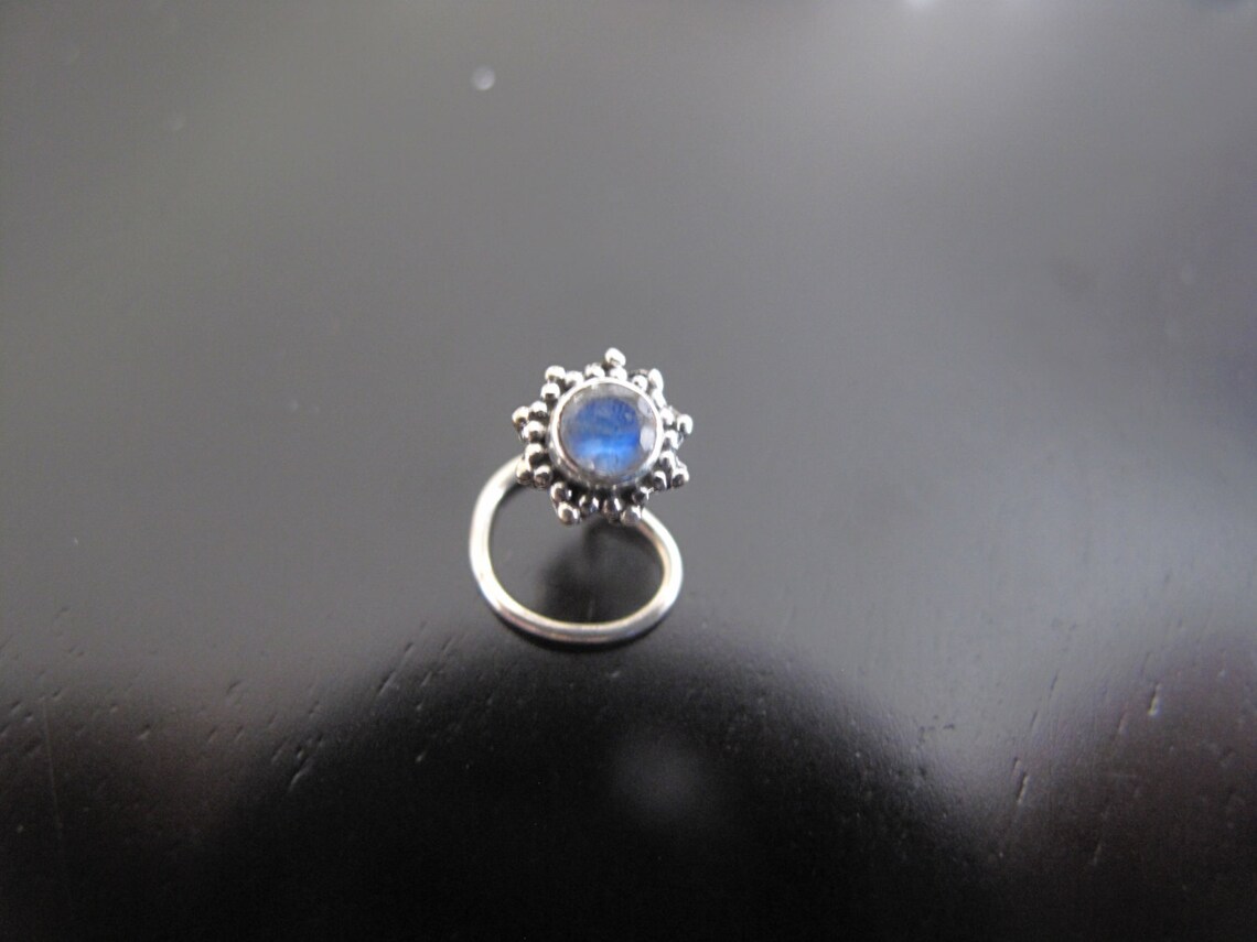 Moon Stone Nose Pin Silver Nose Studindian Nose Ring Nose | Etsy